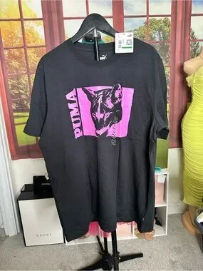 Puma | Tops | Puma Black Tee With Pink Panther Head Graphic | Poshmark